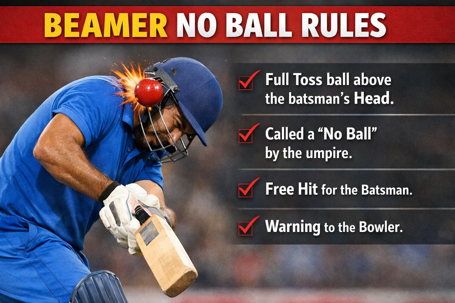 Beamer No-Ball Rules in Cricket(2026): Full Law, Penalties, History ...
