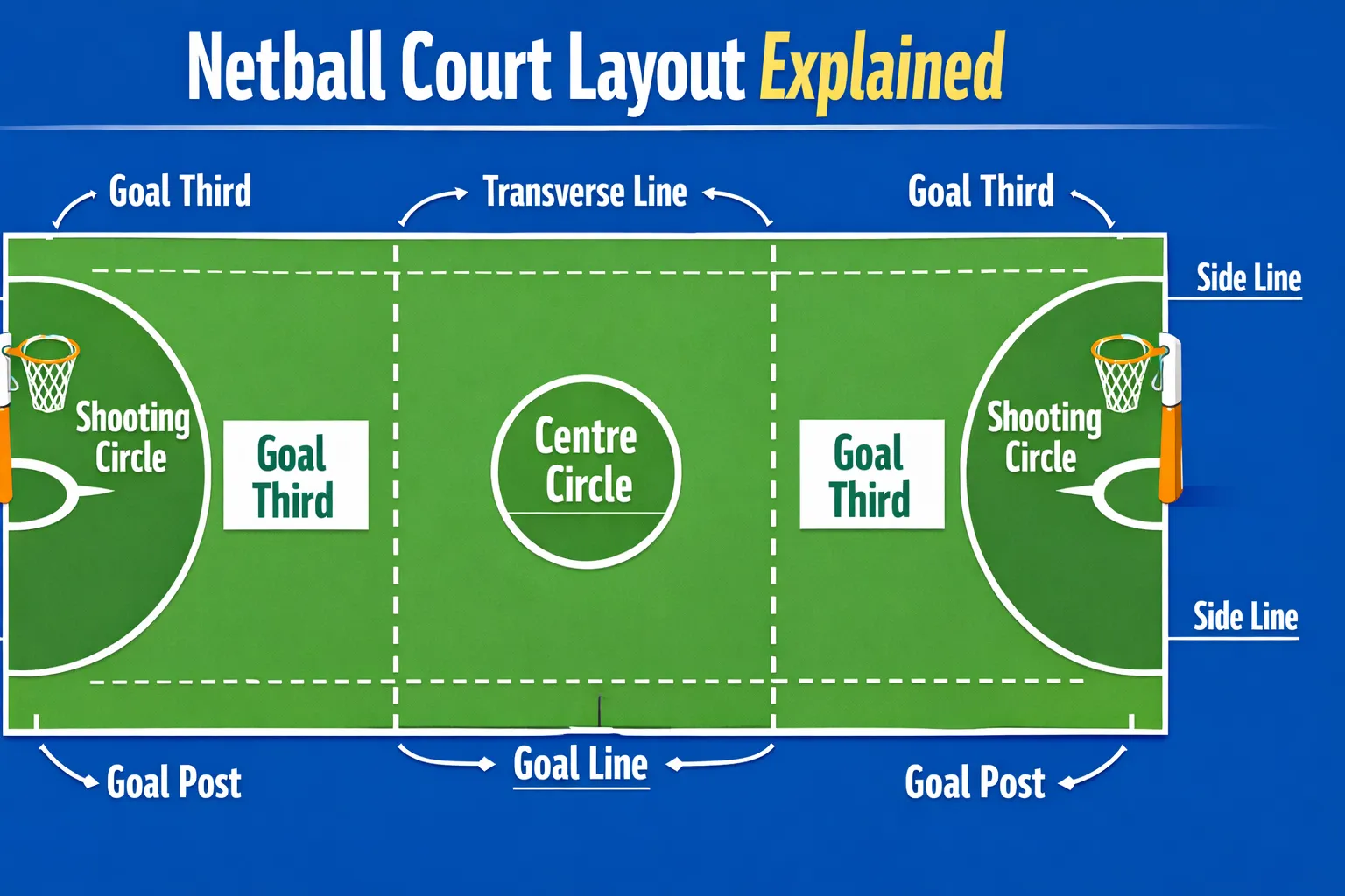 Netball Court Size, Markings & Layout (Full Guide)