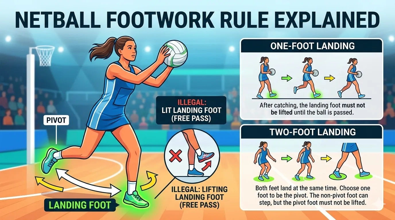 Footwork Rule in Netball Explained (Landing Foot+Pivot Examples)